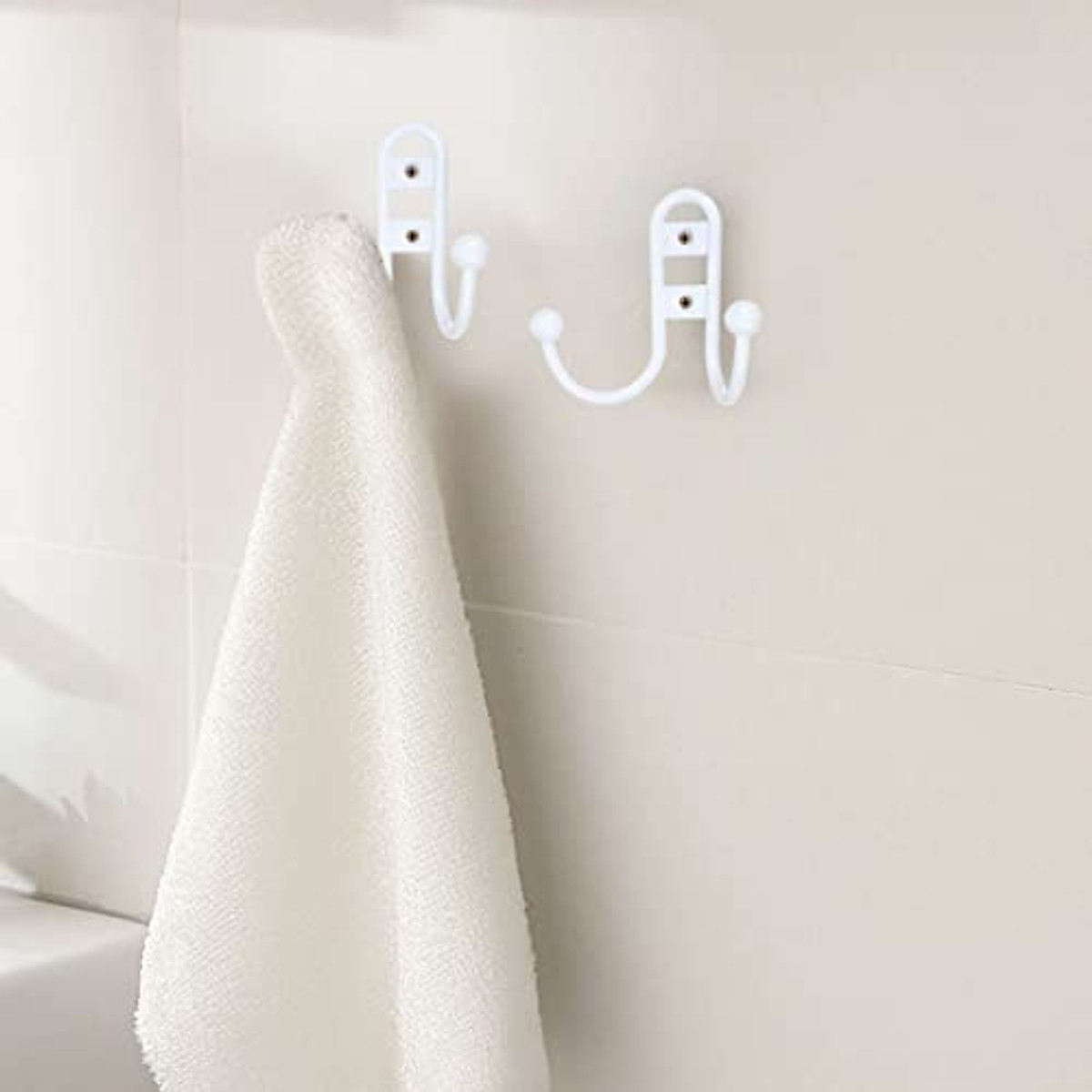 Zerodeko 6pcs Metal Wall Hooks Towel Hooks Coat Hook Robe Hook Vintage Hooks Coat Hook Door Hangers Clothes Cabinet Closet Sponges Wall Hook for Bathroom Bedroom Kitchen White