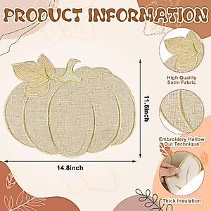 Fall Thanksgiving Pumpkin Placemats Set of 6 Fall Autumn Table Decorations Indoor Farmhouse Harvest Pumpkins Table Round Placemats for Party Kitchen Dinning