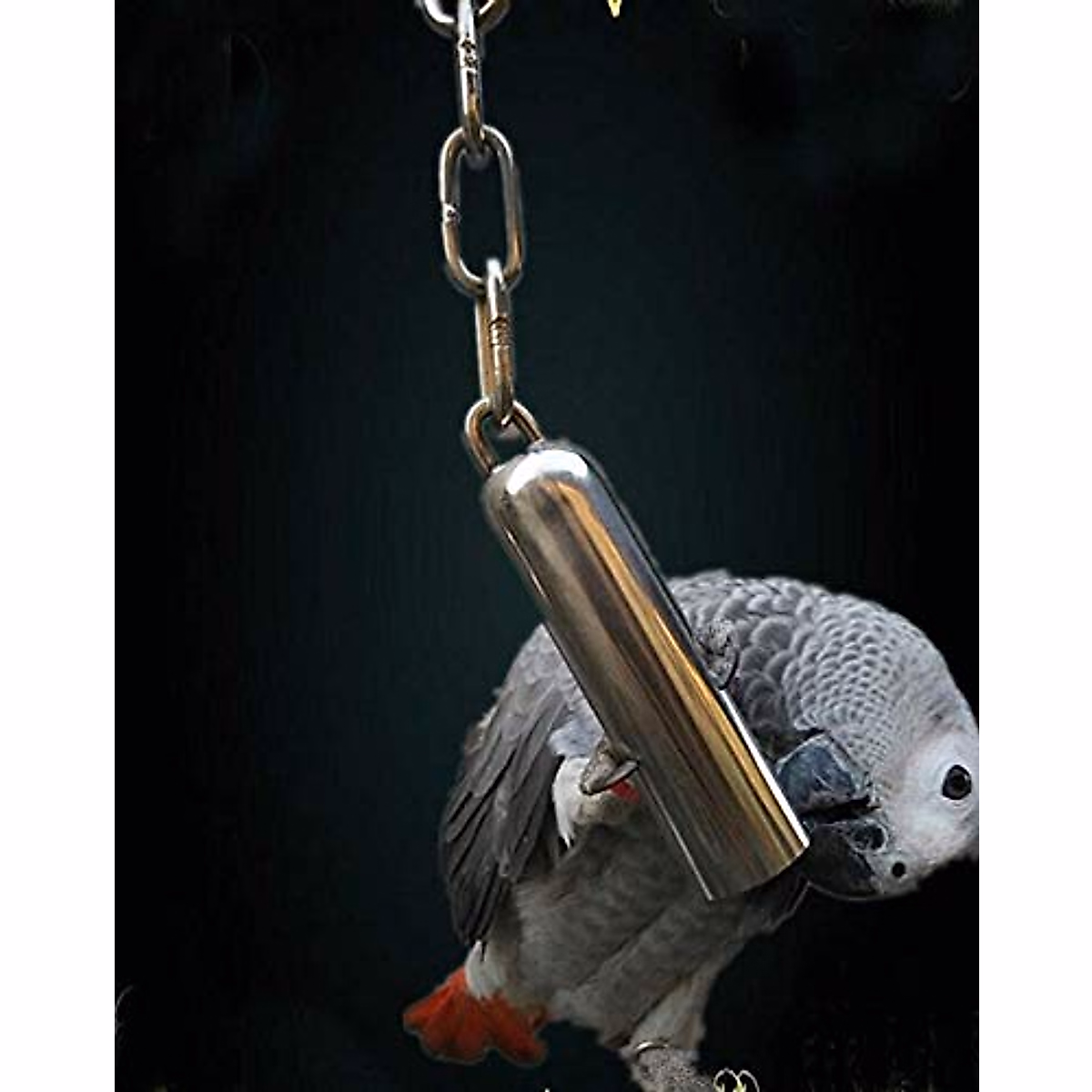 USQY Bird Toy Bell,Stainless Steel Bell Bird Toys,Stainless Steel Hanging Bell,Heavy Duty Bird Cage Toys for Parrots, African Greys, Mini Macaws, Small Cockatoos, Cockatiels & More (Small or Large)…