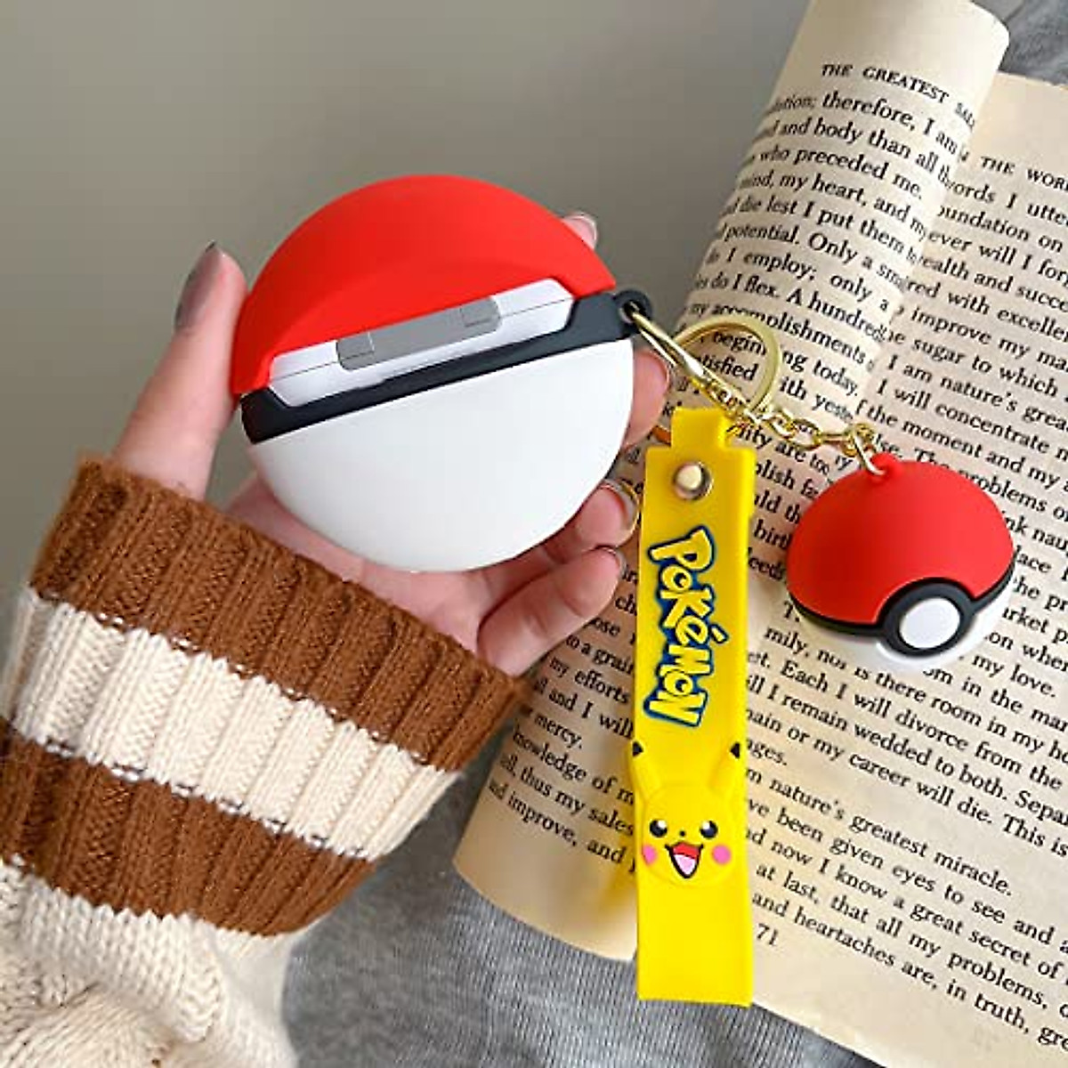 Cute Airpod Pro 2 Case, Funny 3D Cartoon Key Chain Case, Soft PVC Full Protection Shockproof Charging Case Cover Compatible with for 2019 Airpod Pro, 2022 Airpod Pro 2. (Pro 2 Pendant Ball)