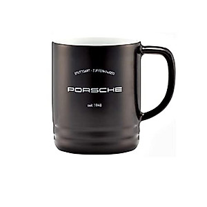 Porsche Classic Engine Piston Cup Vintage Style Porcelain Coffee Mug Matte Black Standard Size 270 mL