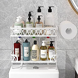Shower Caddy Organizer Shelf Basket With Towel Rack,LGEMEE No Drilling Traceless Adhesive Bathroom Shelf Storage Organizer for Bathroom,Lavatory,Washroom,Restroom,Shower,Toilet,Kitchen(White)