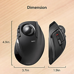 ELECOM DEFT Trackball Mouse, 2.4GHz Wireless, Finger Control, 8-Button Function with Smooth Tracking, Ergonomic Design, Optical Gaming Sensor, Windows11, macOS (M-DT2DRBK)