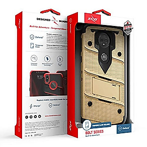 ZIZO Bolt Series Motorola Moto e5 Supra Case Military Grade Drop Tested with Tempered Glass Screen Protector Holster e5 Plus Gold