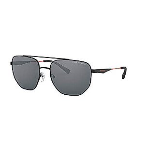 A|X ARMANI EXCHANGE Men's AX2033S Square Sunglasses, Matte Black/Light Grey Mirrored/Black, 59 mm