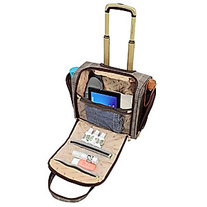 London Fog Brentwood II 15" 2-Wheel Under The Seat Bag, Cappuccino, Carry Inch