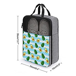 Frcavbin Fruits Avocado Travel Shoe Bag Shoes Carrier with Handle and Zipper Foldable Shoe Puches Organizer for Home storage School starts