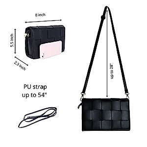 Bella Luna Small Woven Crossbody Purse Shoulder Bag or Clutch for Women with Removable Strap (Cement)