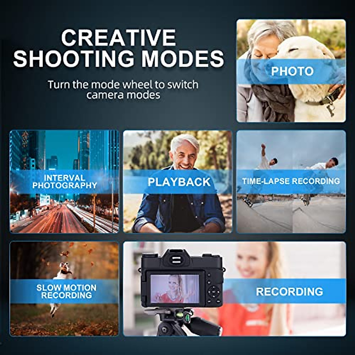 Monitech 4K Compact Digital Camera, Video Camera with Wide-Angle & Macro Lens, Camera for Photography with External Mic, 32GB TF Card, Vlogging Camera
