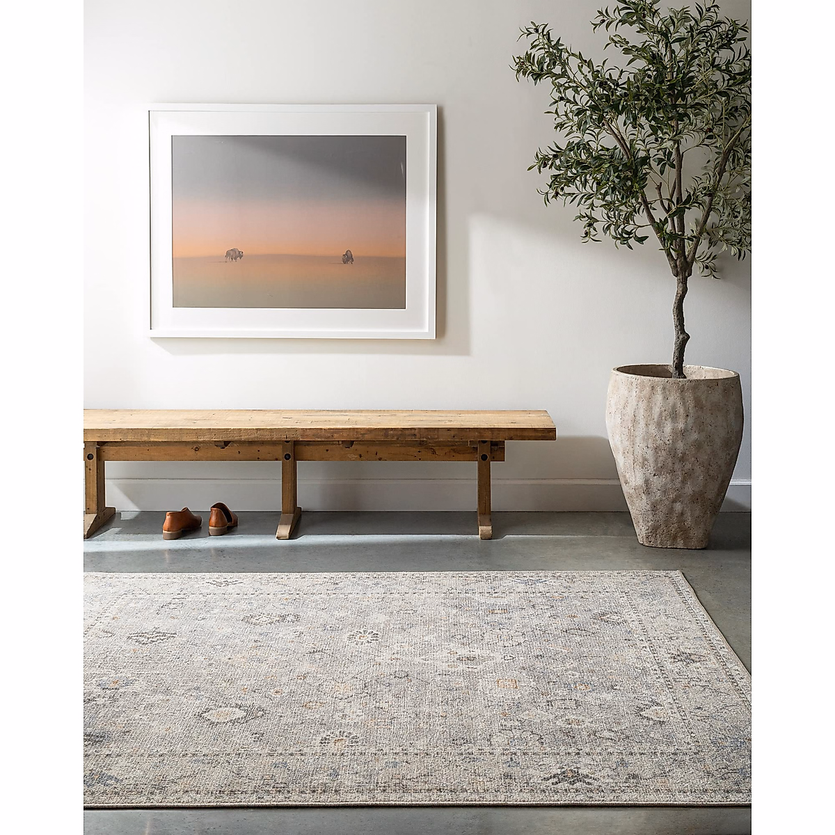 Becki Owens x Surya Davina Damask Area Rug , 9'2" x 12', Light Grey