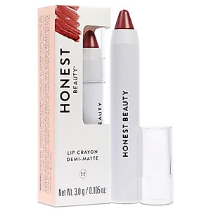 Honest Beauty Lip Crayon-Demi-Matte, Fig with Jojoba Oil & Shea Butter | Lightweight, High-Impact Color | EWG Certified + Dermatologist tested + Hypoallergenic & Cruelty free | 0.105 oz.