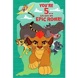 The Lion Guard Happy 5th Fifth (Age 5) Birthday Card Featuring Kion, Fuli, Bunga, Ono, and Beshte: You're 5... Let Out an Epic Roar!