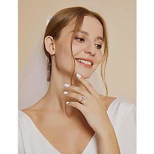 EAMTI 3CT 925 Sterling Silver Engagement Rings 3-Stone Emerald Cut Cubic Zirconia CZ Wedding Promise Rings for Her Wedding Bands for Women Size 6