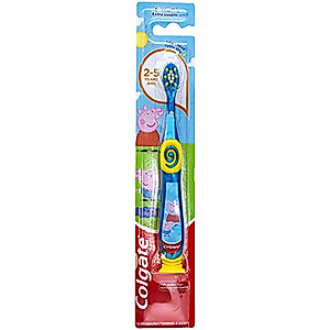 Colgate Kids Toothbrush, Peppa Pig Characters, with Suction Cup for Little Children Ages 2+, Extra Soft (Colors Vary) - Pack of 6