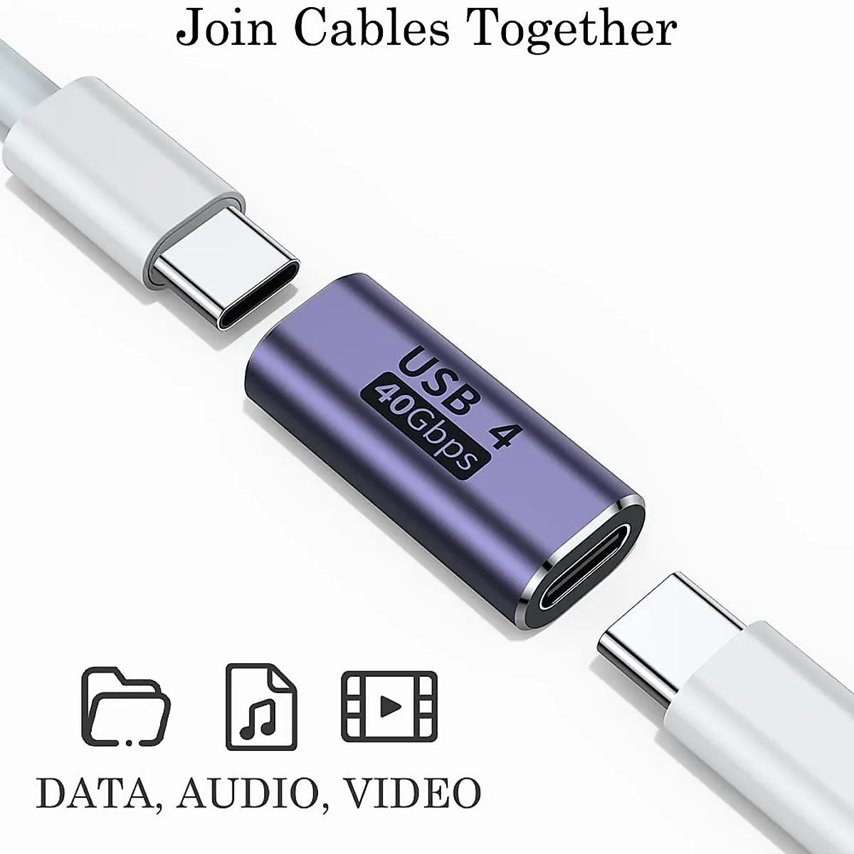 AuviPal USB C Coupler (2 Pack), USB Type C Female to Female Adapter Extender Compatible with Thunderbolt 4/3 Support up to 40Gbps Data Transfer, 100W Power Delivery and 8K@60Hz Video Pass Through