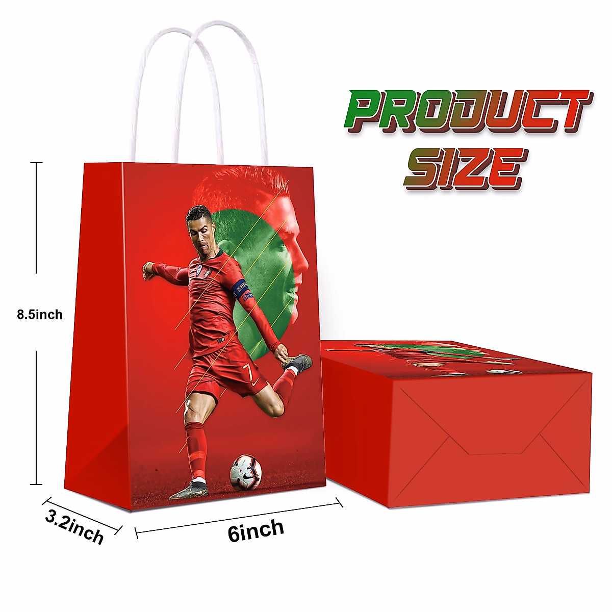 Mukity 24 Pcs Soccer Party Gift Bags - Soccer Party Supplies Candy Bags, Tote Bags, Gift Bags for Kids - Paper Favor Packs for Adults Birthday Party Decor - 12 Patterns