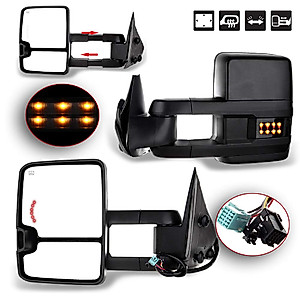FEIPARTS Tow Mirrors Fit for 2003-2006 for Chevy for GMC Sierra Pickup Yukon Yukon XL Yukon Denali for Cadillac Escalade All Model Towing Mirrors Pair Left and Right Power Heated Turn Signal Light
