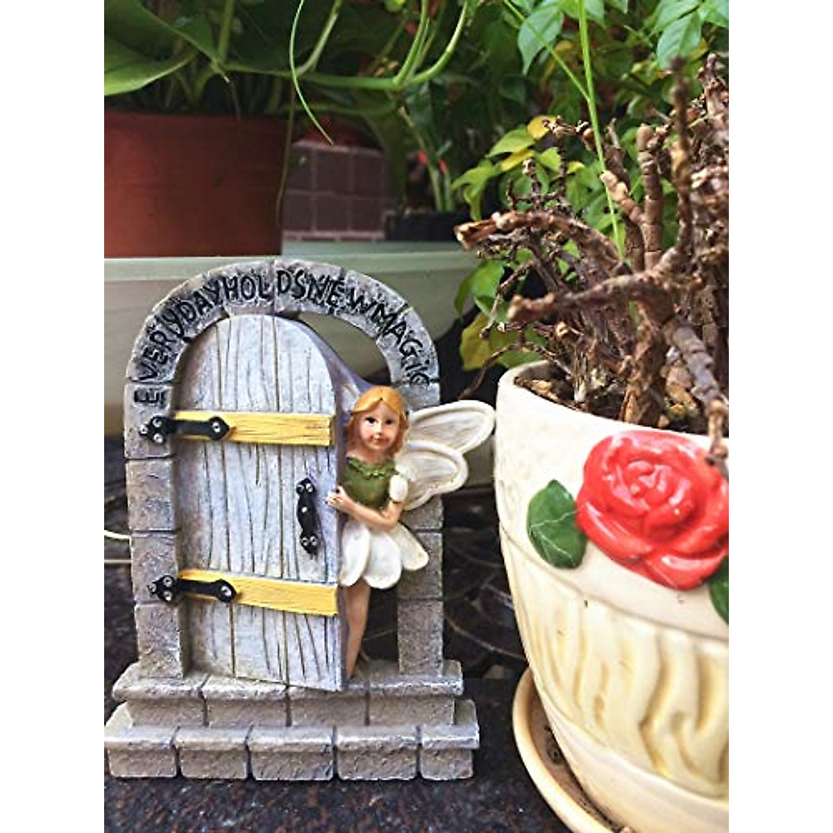 MUAMAX Fairy Door Fairy Garden Door Miniature Fairy Door Outdoor Magical Fairies Entrance Door Fairy Garden Supply Gifts