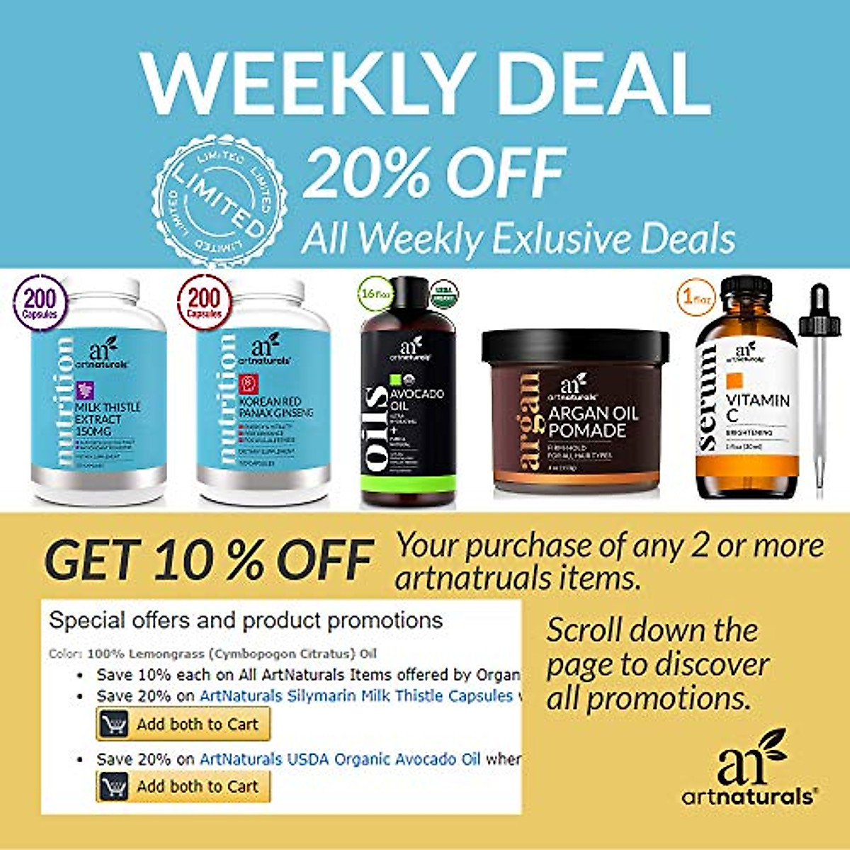 Artnaturals Natural Beard Deep Conditioner - (8 Fl Oz / 236ml) - Infused with Aloe Vera, Tea Tree and Jojoba Oil