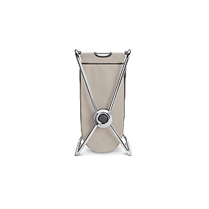 simplehuman x-frame laundry hamper, 100% recycled polyester collapsible laundry baskets with easy carry handles, heavy-gauge steel frame, chrome, 80L