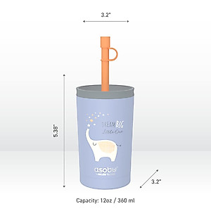 asobu Stainless Steel Kids Tumbler with Flexible Straw Lid | Insulated Water Bottle | Reusable Travel Cup 12 Ounce (Blue)