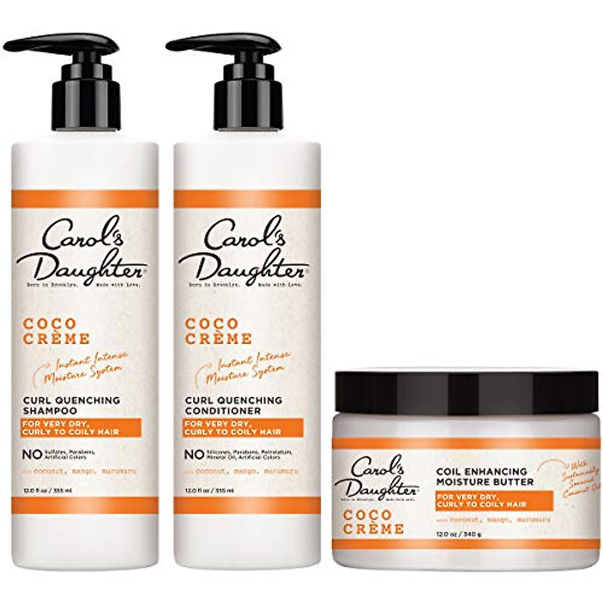 Carol’s Daughter Coco Creme Sulfate Free Shampoo and Conditioner Set with Silicone Free Hair Butter, for Very Dry Curly Hair, with Coconut Oil and Mango Butter