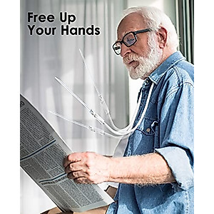 3X Hands Free Magnifying Glass for Reading,7.1"x4.7" Neck Wear Magnifier Flexible Gooseneck Full Book Page Magnifier for Seniors Repair Sewing Cross Stitch(White)