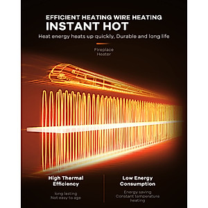 Electric Fireplace, 20" Fireplace Heater 3D Flames TV Stand Freestanding Fireplace Portable CSA Approved Safety 1500W Realistic Log Flame for Home Office (Black)