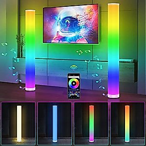 blonbar 2 Pack RGB Corner Floor Lamp,Modern Floor Lamp for Living Room with Smart App,Color Changing Mood Lighting with Music Sync,Dimmable Smart LED Floor Lamps for Living Room, Bedroom