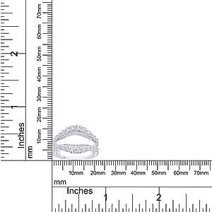 AFFY Round Cut White Cubic Zirconia Double Row Prong Set Contour Solitaire Enhancer Engagement Ring In 14k White Gold Over Sterling Silver (2.06 Cttw) Ring Size-5
