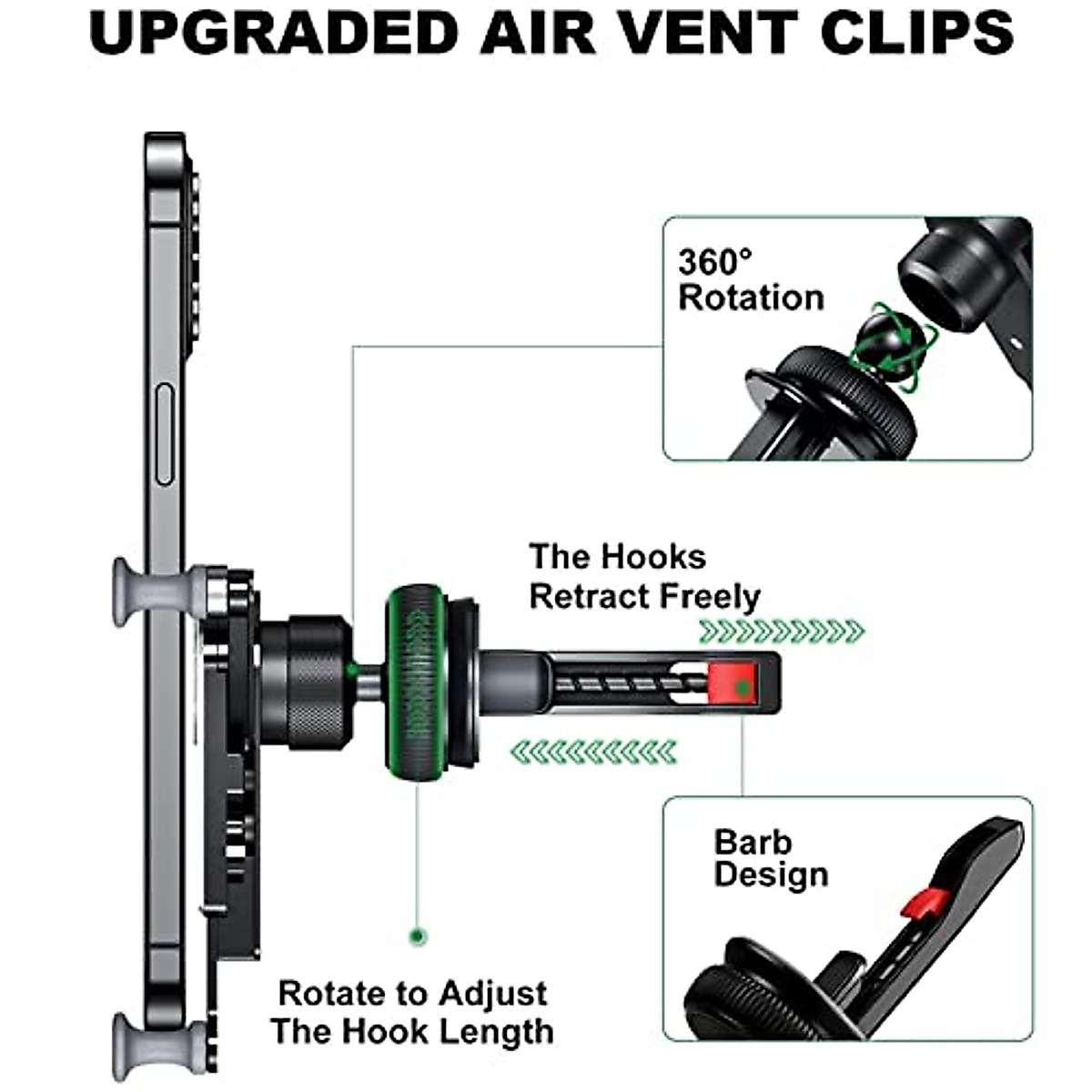 Z Fold 3 Car Mount for Car Vent, Car Vent Phone Mount Holder with Adjustable Extension Arm, Galaxy Z Fold 3/Z Fold 4 Car Mount Compatible with iPhone, iPad, Samsung, Tablet and More -Air Vent