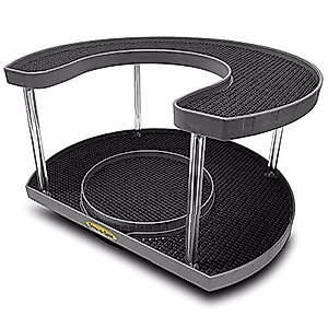 Spice Rack Organizer for Cabinet 2 Tier Lazy Susan Organizer Holds 40 Spice Jars with Double Spinner on Bottom Spice Shelf for Kitchen Pantry Organization and Storage by Stow-n-Spin Made in USA