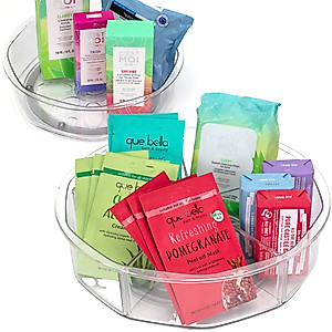 Clear Lazy Susan Organizer 12" & 9" Set - Lazy Susan for Refrigerator, Turntable for Cabinet with Removable Dividers, 12 Inch Pantry Lazy Susan, Plastic Turntable Organizer Solution - by Soveressence