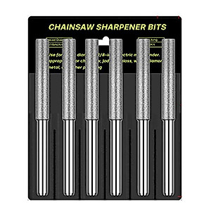 6Pcs Diamond Coated Cylindrical Burr 4-5mm Chainsaw Sharpener Stone File Chain Saw Sharpening Carving Grinding Tools Silver/Gold