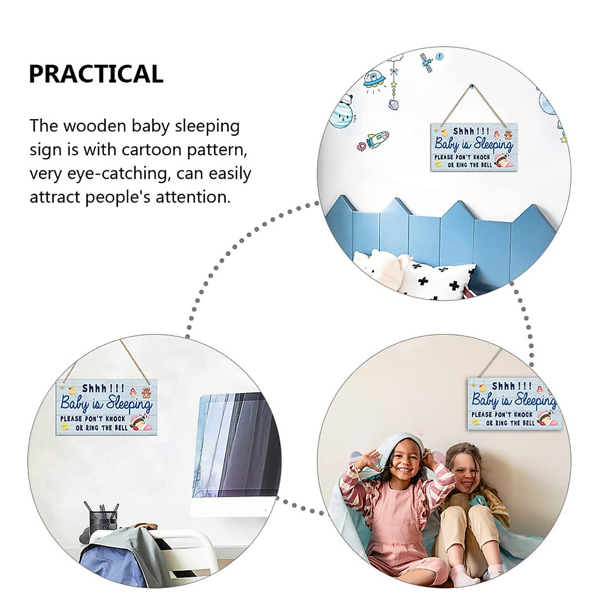 Baby Sleeping Sign Baby Sleeping Plaque Baby is Sleeping Sign Porch Sign Sleeping Baby Door Sign Do Not Knock or Ring Doorbell Sign No Disturb Sign Baby Room Hanging Sign