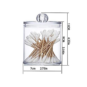 2 Pieces 10 Oz Plastic Cotton Swab Ball Pad Holder Clear Plastic Acrylic Jar Storage Canister Dispenser Apothecary Jars Bathroom for Cotton Ball Cotton Swab Cotton Rounds Makeup Pads