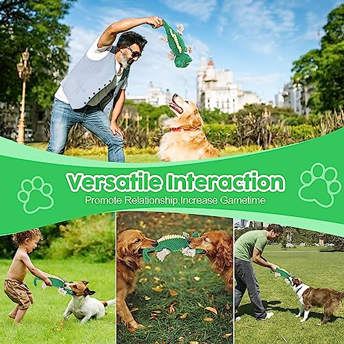 Stuffed Dog Toys, Big Dog Squeaky Toys, Plush Toys for Boredom and Stimulating, Cute Stuffing Lizards with Soft Squeaker, Fun Teething Pet Chew Toys