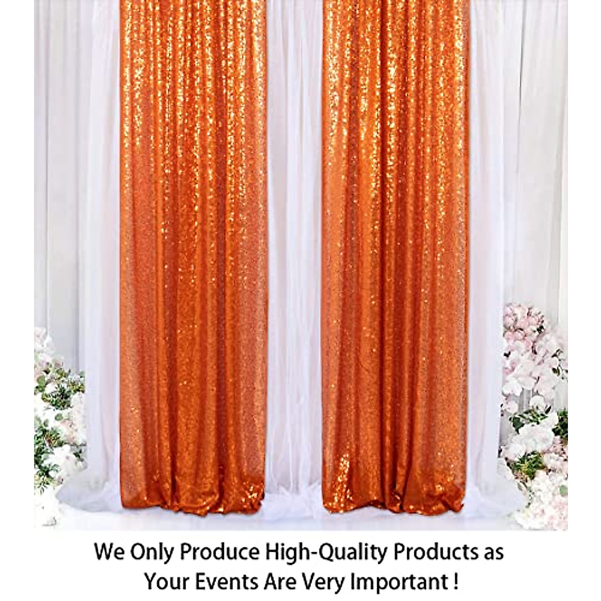Sequin Backdrop Curtain Orange 2FTx7FT 2 Pack Sequin Fabric Backdrop Drapes Christmas Backdrop for Photography 60x215cm Orange Wall Backdrop for Video Studio Prop