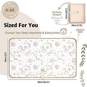 Precious Snuggle Portable Diaper Changing Pad | Waterproof Foldable Baby Changing Mat - Unisex Lightweight Changing Pad - Large Surface - Small & Compact | Double Wipeable Sides (African Safari)