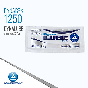 Dynarex DynaLube Lubricating Jelly, Water Soluble and Sterile Lubricant Jelly, Used for Body Orifices, Hinged Instruments and Medical Devices, 1 Box of 144 DynaLube Packets, 2.7g