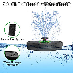 Yzert Solar Fountain with LED Lights Green Flower, 3.5W Glass Solar Bird Bath Fountains Pump with 2200 mAh Battery, Solar Water Fountain for Bird Bath, Garden, Outdoor, Pond -Black Panel Colorful