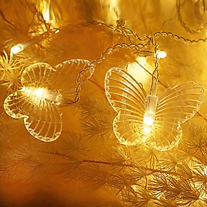 Cynzia Butterfly Curtain Lights, 8 Modes 48LED Twinkle String Light with Remote 4.9FT USB Powered Window Fairy Light, Decorative Lights for Bedroom, Party, Wedding, Holiday, Christmas (Warm White)