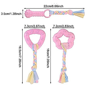 CAMITER Dog Chew Toys, 7pcs Dog Puppies Teething Chewing Toy Set with Ball and Colorful Ropes, Interactive Pet Toys for Small and Medium Dogs (Pink)