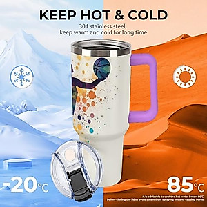 QWJKM Basketball Pattern Travel Tumbler 40 Oz Leak-Proof Large Capacity With Lid Straw Coffee Mug Car Cup Stainless Steel Water Bottle Insulated Bottles