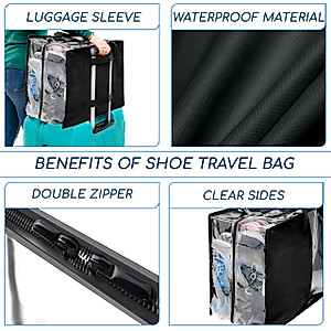 Shoe Travel Bag for Multiple Shoes 8 Pairs - Travel Shoe Organizer - Portable Luggage Shoes Carrier Sneaker Bag - Shoe Storage Case - Oxford