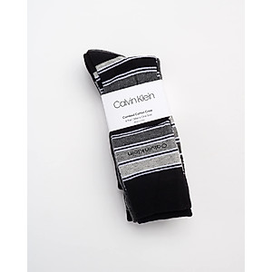 Calvin Klein Men's Dress Socks - Cotton Blend Crew Patterned Socks (4 Pack), Size 7-12, Black Assorted