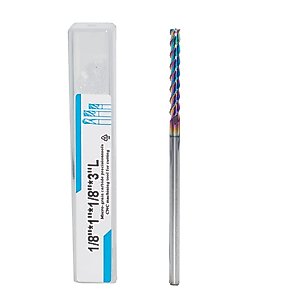 JIANXING 1/8" Extra Long Carbide Square End Mill for Aluminum, Copper Alloy, Plastic, 3" Overall Length End Mill Bits, 3 Flute HRC 55 Deg DLC Coating, CNC Router Bits (1 Pieces)