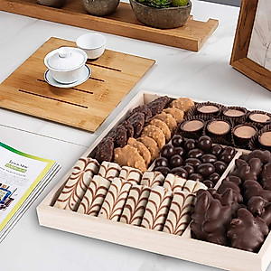 Wooden Tray with 5 Sections – 2 Pack Square Tray Chip and Dip Platter – Divided Serving Tray for Appetizers & Snacks – Veggie Platter - Food Trays for Party Montessori Wooden Trays - 10.5”x10.5”x1.22