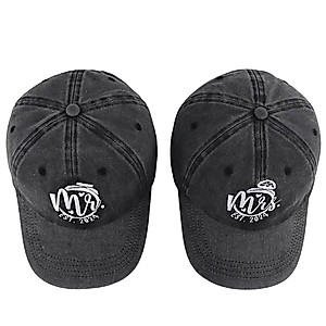 Wedding Gifts for Bride Groom, Mr and Mrs EST 2024 Hat, Funny Engagement for Couples Her Wifey Mr Mrs, Honeymoon Outfits Essentials Bride Baseball Cap for Bridal Gift Ideas Black
