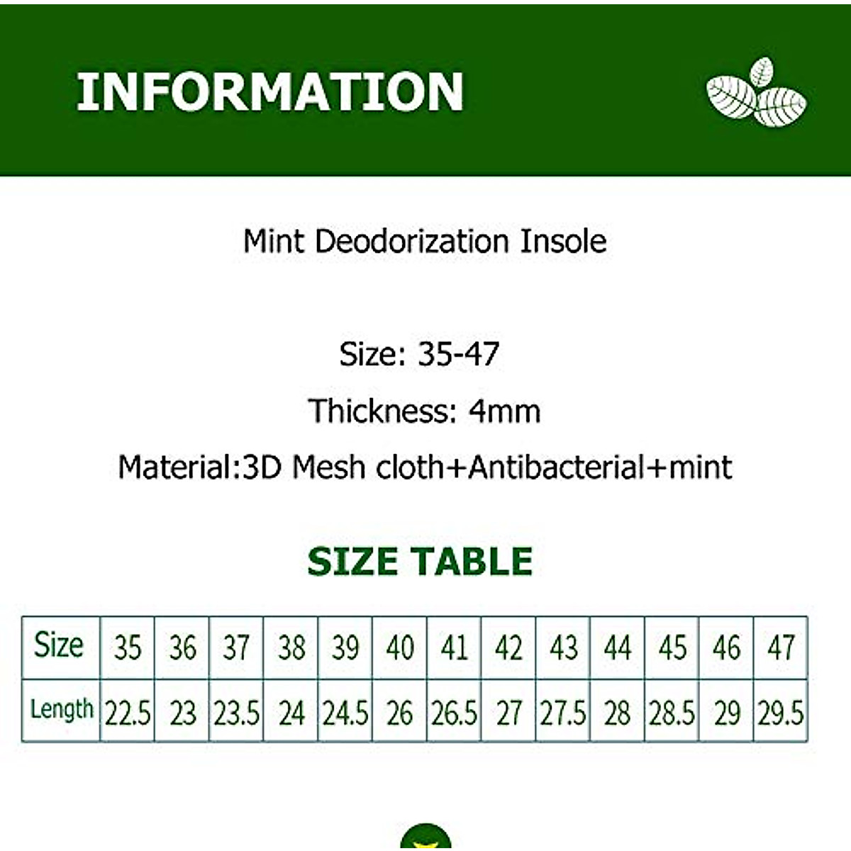 3 Pairs Mint Deodorant Insoles Health Light Weight Shoes Pad Absorb-Sweat Breathable Mesh Cloth Sports Insert Men Women (Size : 43) (40)